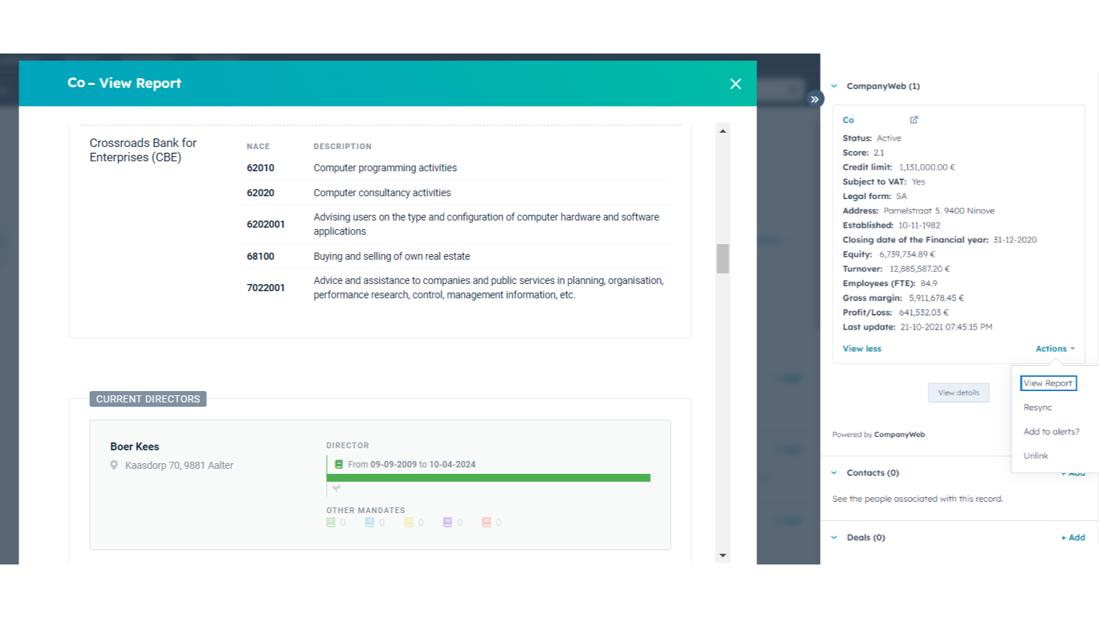Companyweb - App for HubSpot